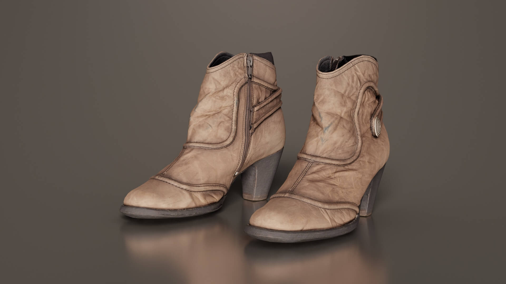Leather Zipper Shoe - 3D Model by Polygonal Miniatures