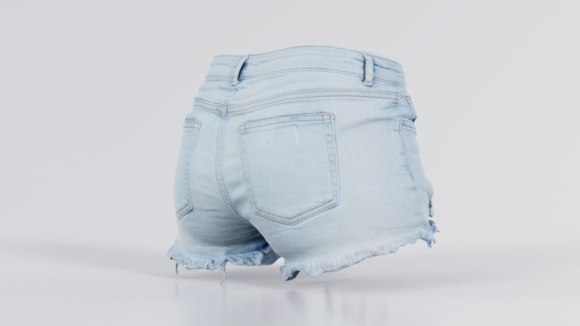 Light Blue Jeans Shorts - 3D Model by Polygonal Miniatures