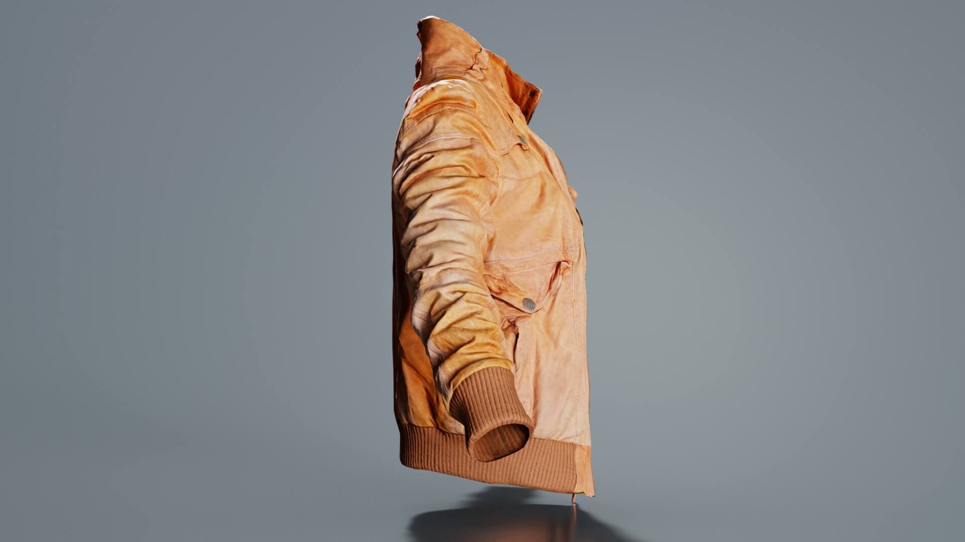 Light Brown Leather Jacket Open - 3D Model by Polygonal Miniatures