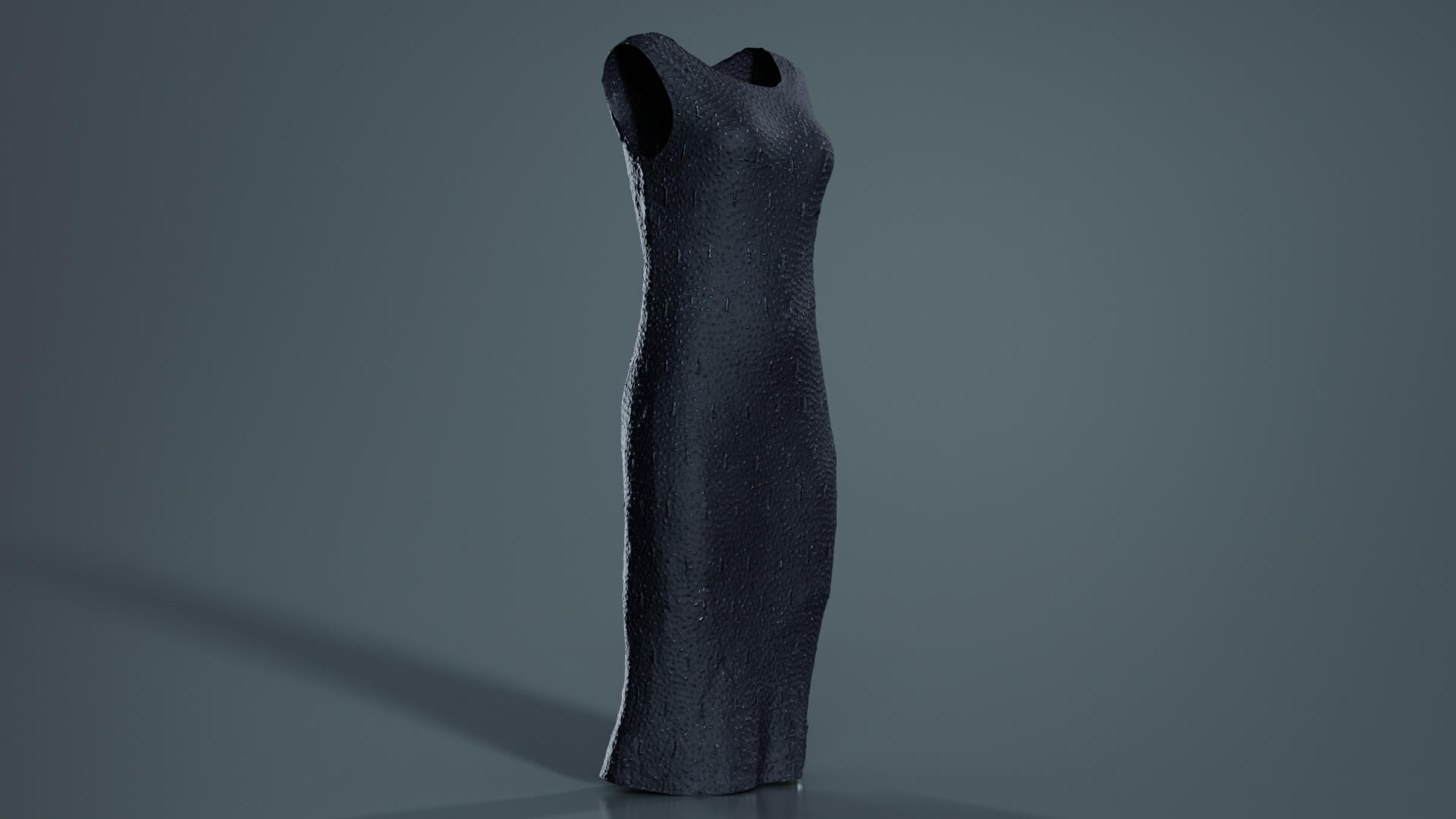 Long Black Shiny Gala Dress - 3D Model by Polygonal Miniatures