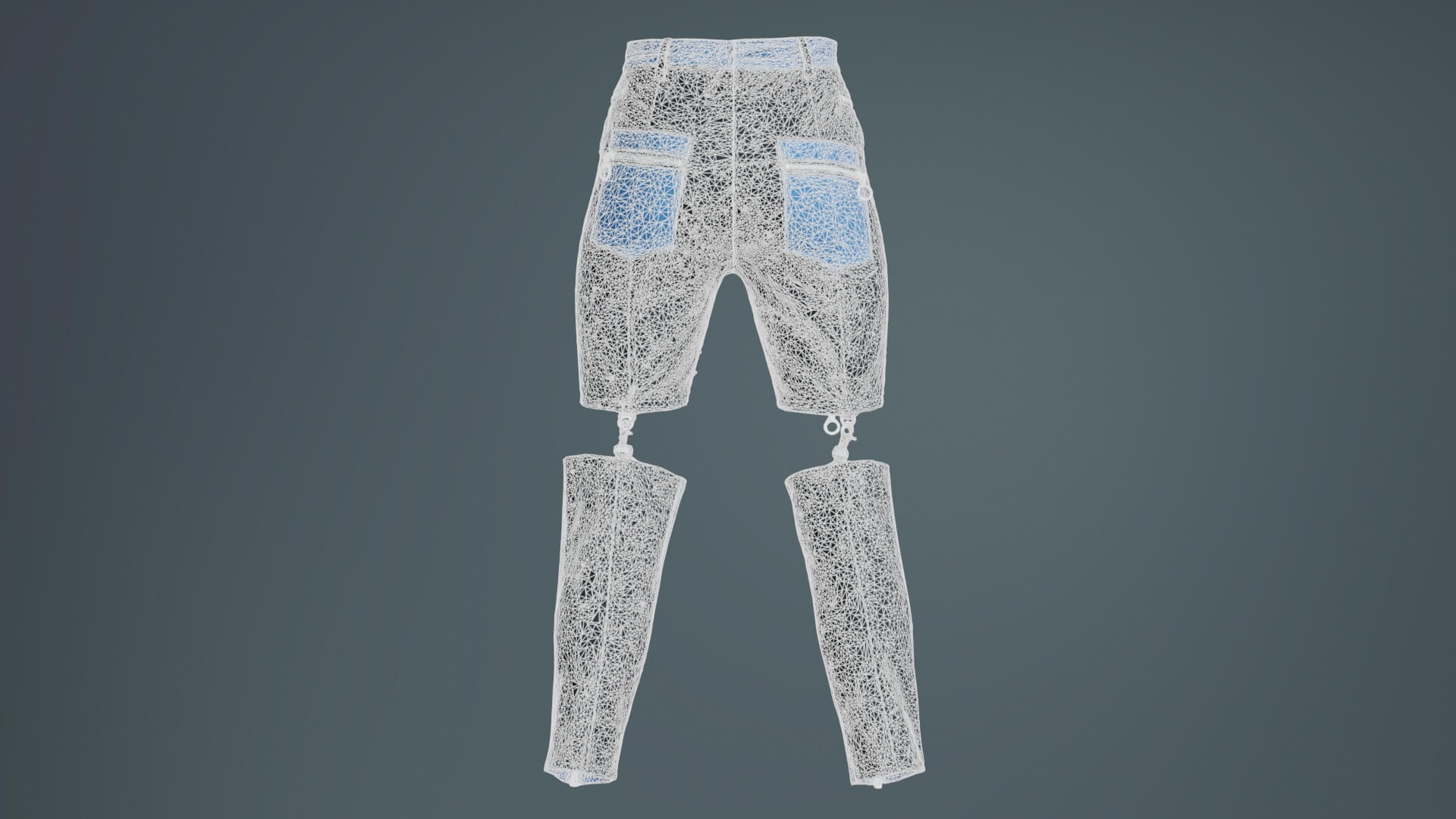 Modular Jeans Black Zipper Trousers - 3D Model by Polygonal Miniatures