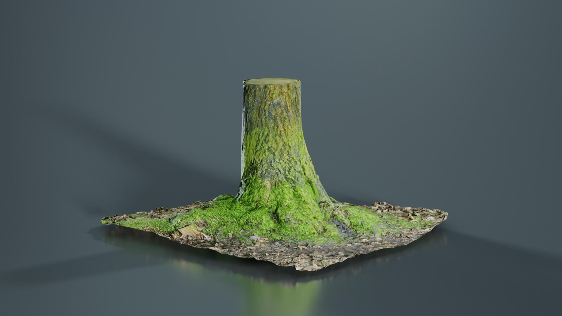 Moss Bark Tree Stump - 3D Model by Polygonal Miniatures