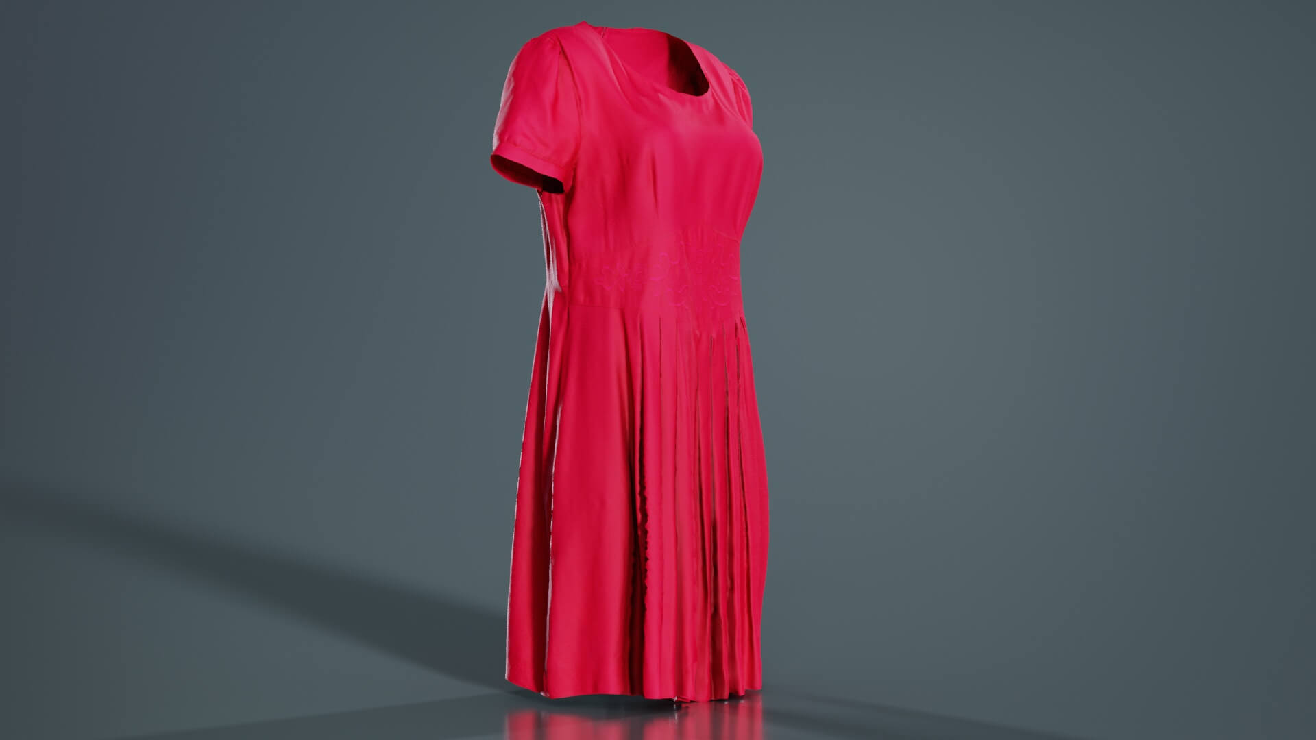 Red Fold Dress - 3D Model by Polygonal Miniatures