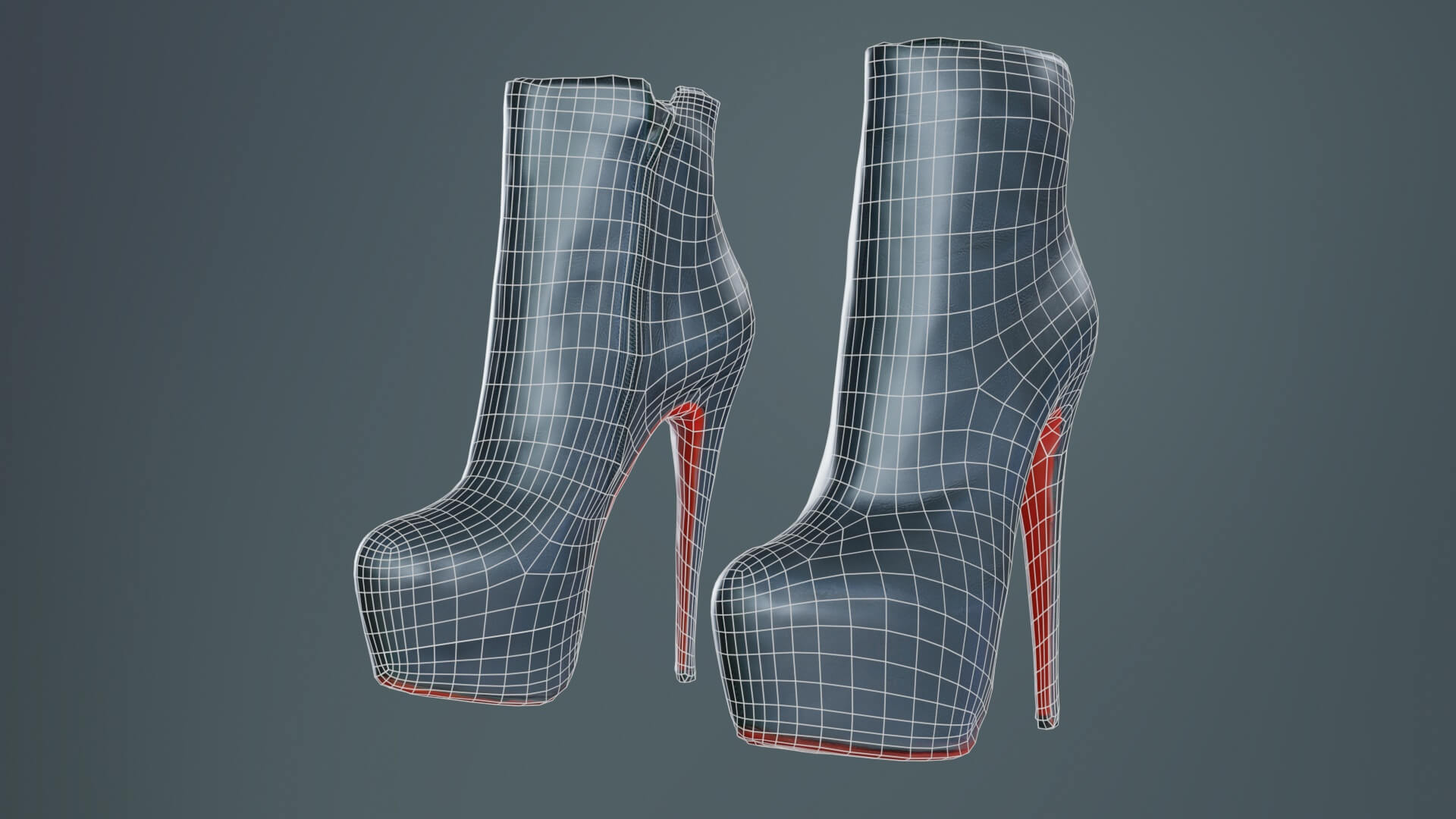 Red Sole Boots - 3D Model by Polygonal Miniatures