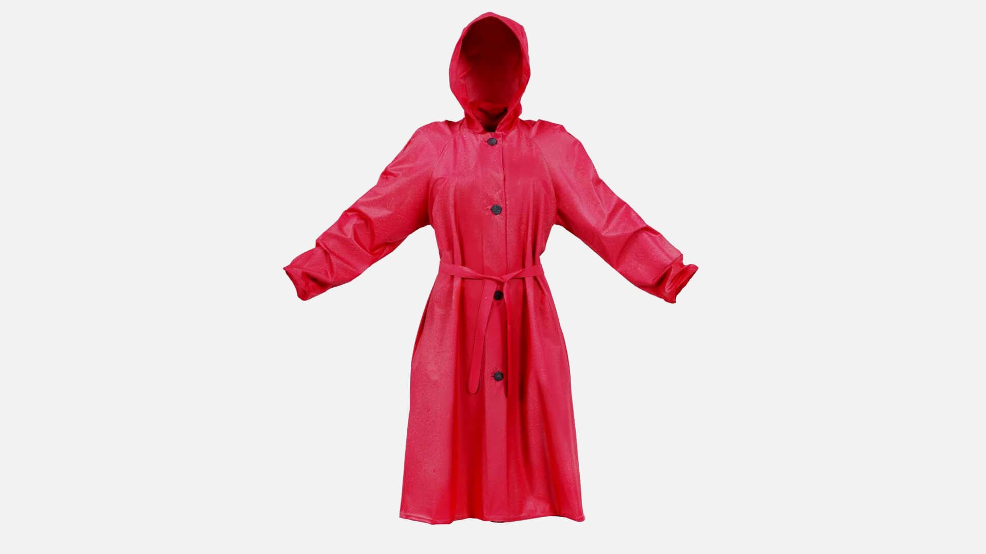 Red Vinyl Raincoat Closed - 3D Model by Polygonal Miniatures