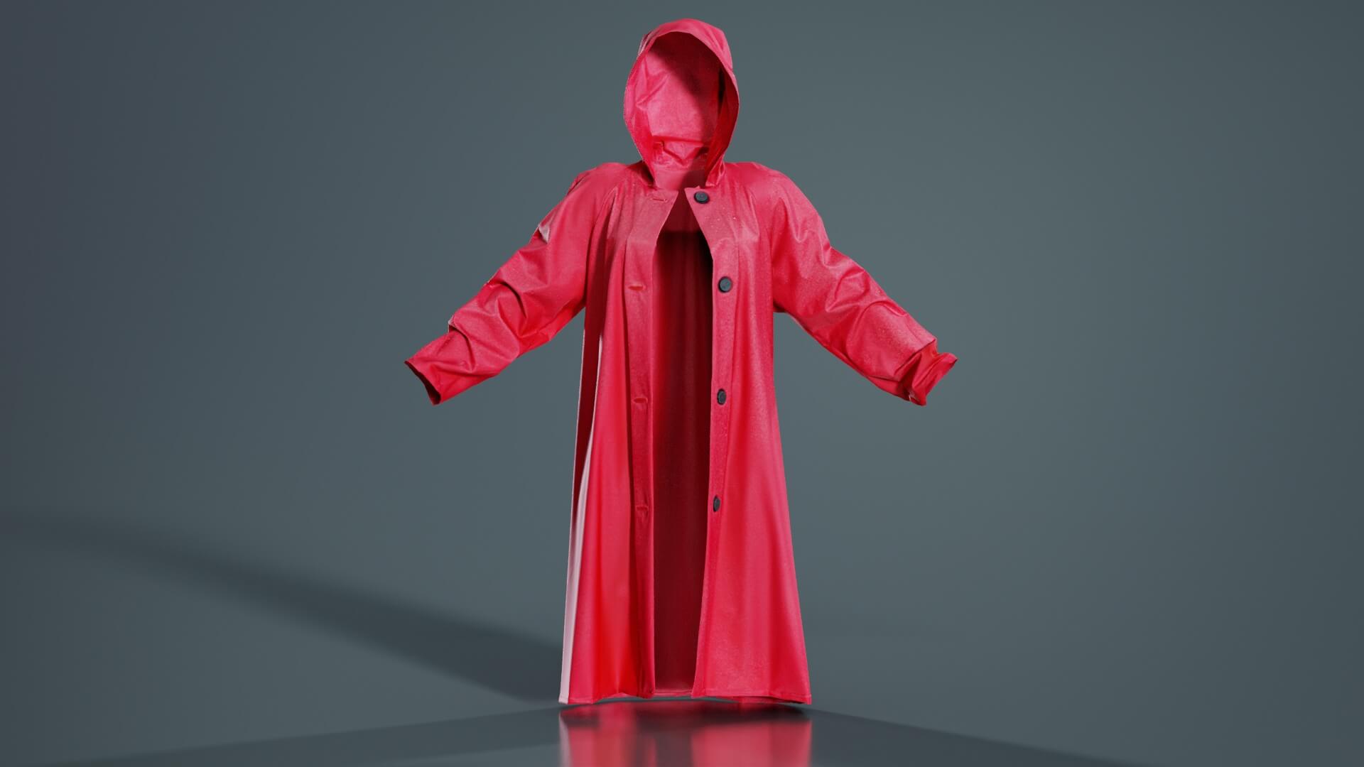 Red Vinyl Raincoat Open - 3D Model by Polygonal Miniatures