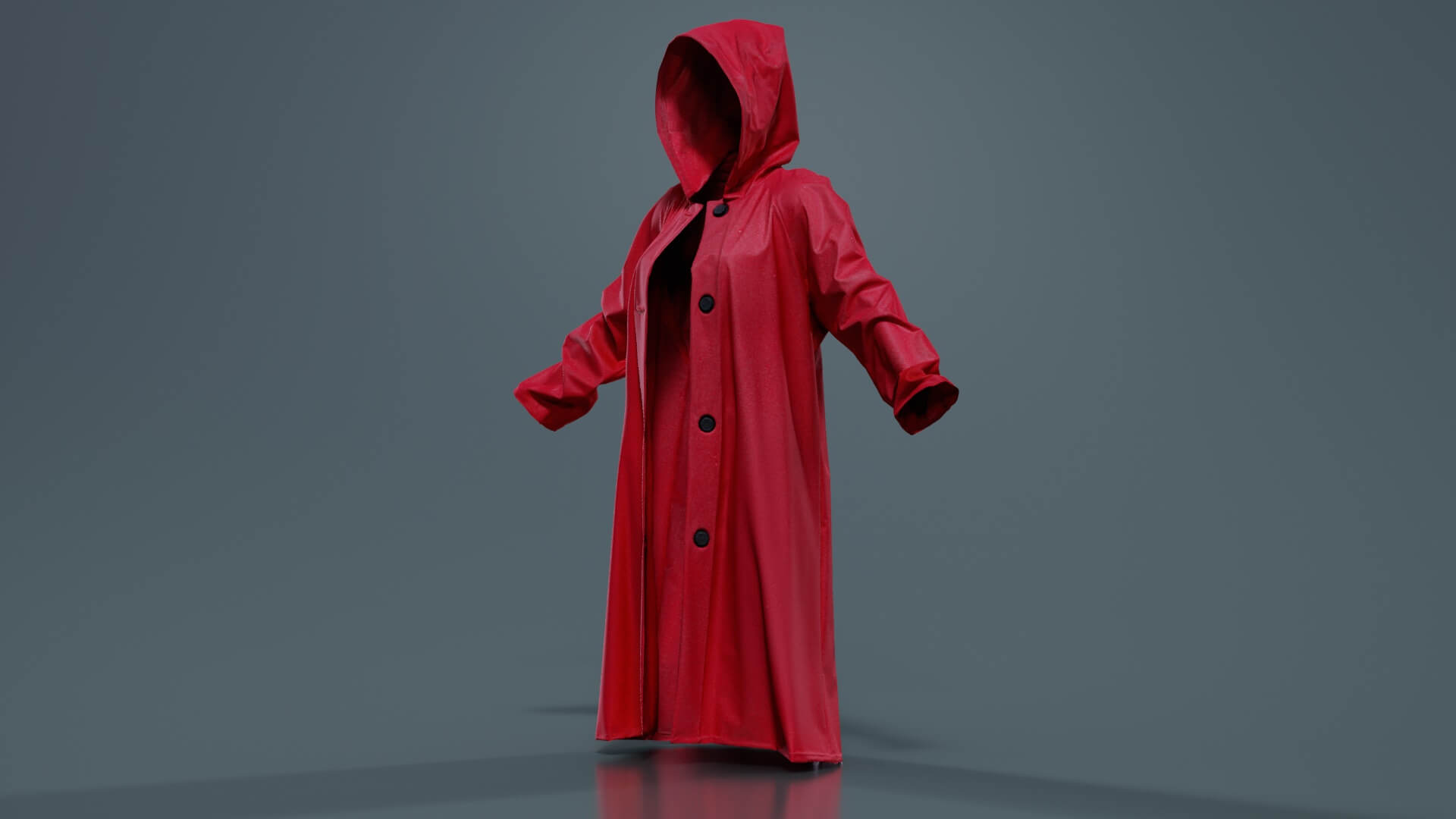 Red Vinyl Raincoat Open - 3D Model by Polygonal Miniatures