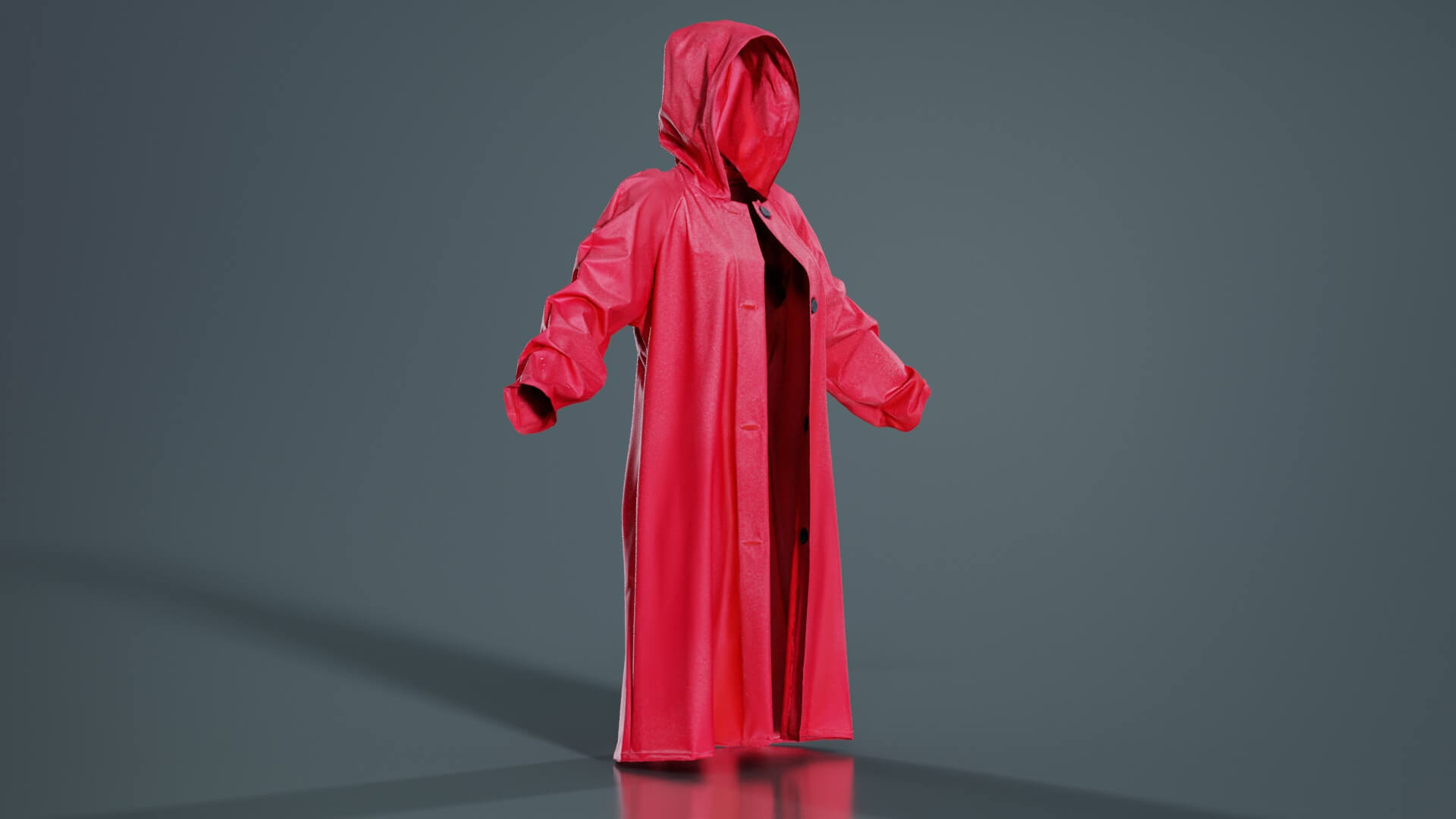Red Vinyl Raincoat Open - 3D Model by Polygonal Miniatures