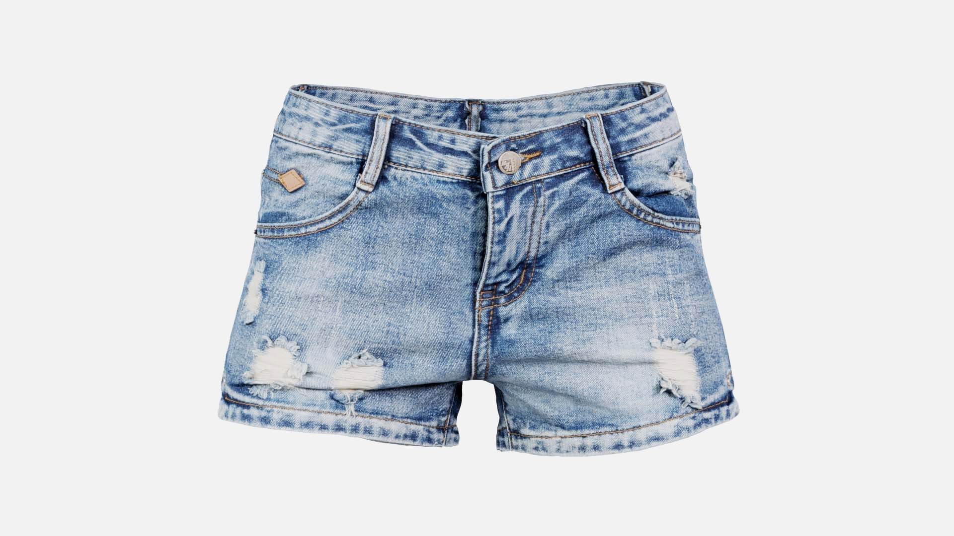 Ripped Mini Jeans Shorts - 3D Model by Polygonal Miniatures