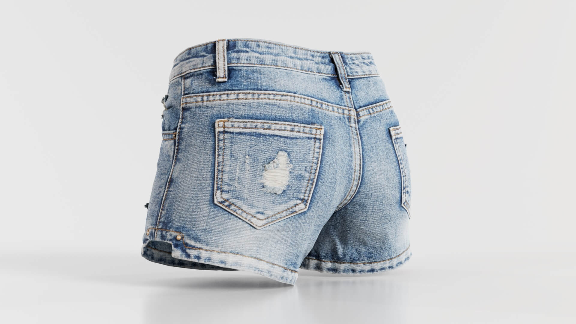 Ripped Mini Jeans Shorts - 3D Model by Polygonal Miniatures