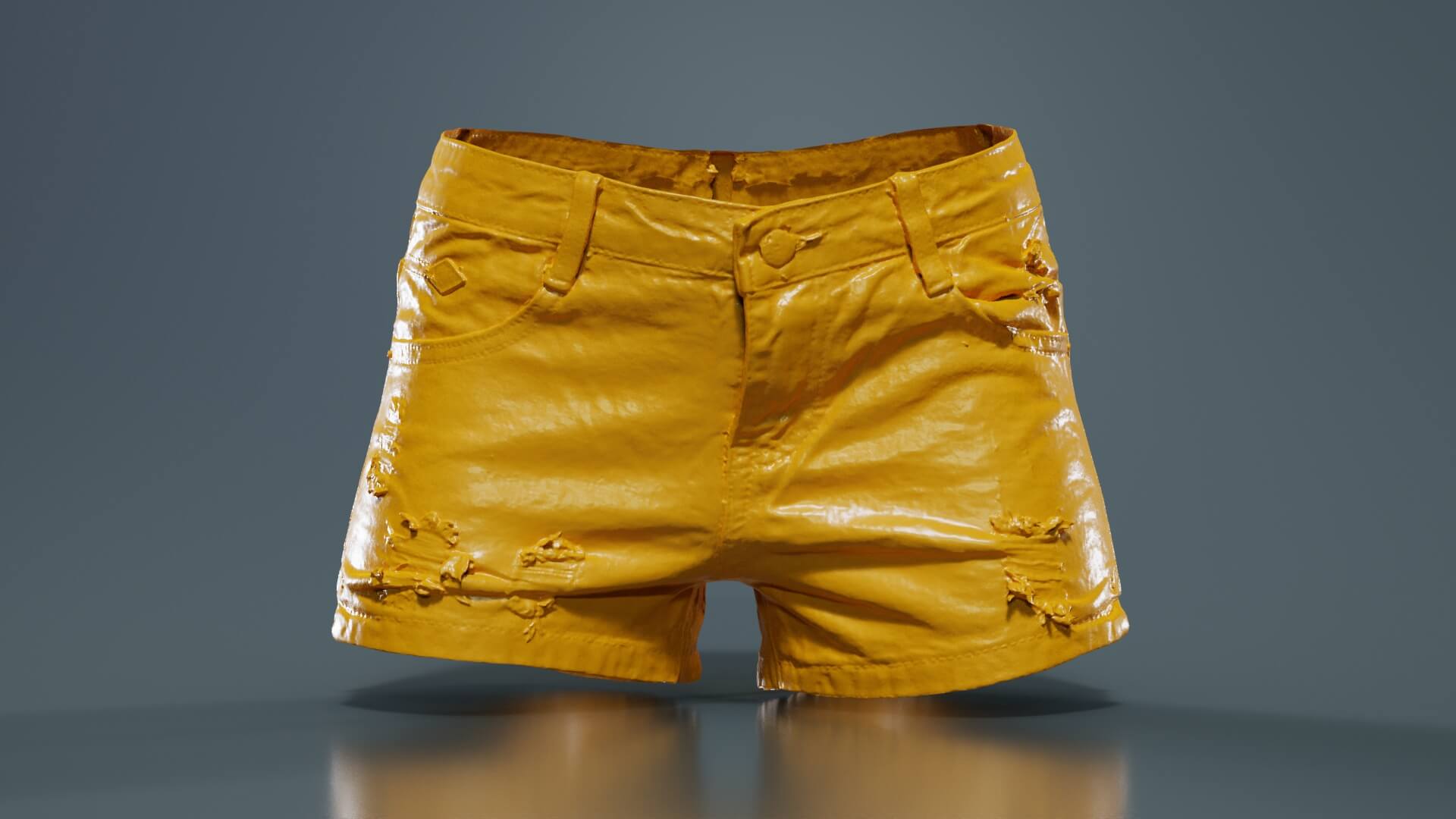 Ripped Mini Jeans Shorts - 3D Model by Polygonal Miniatures