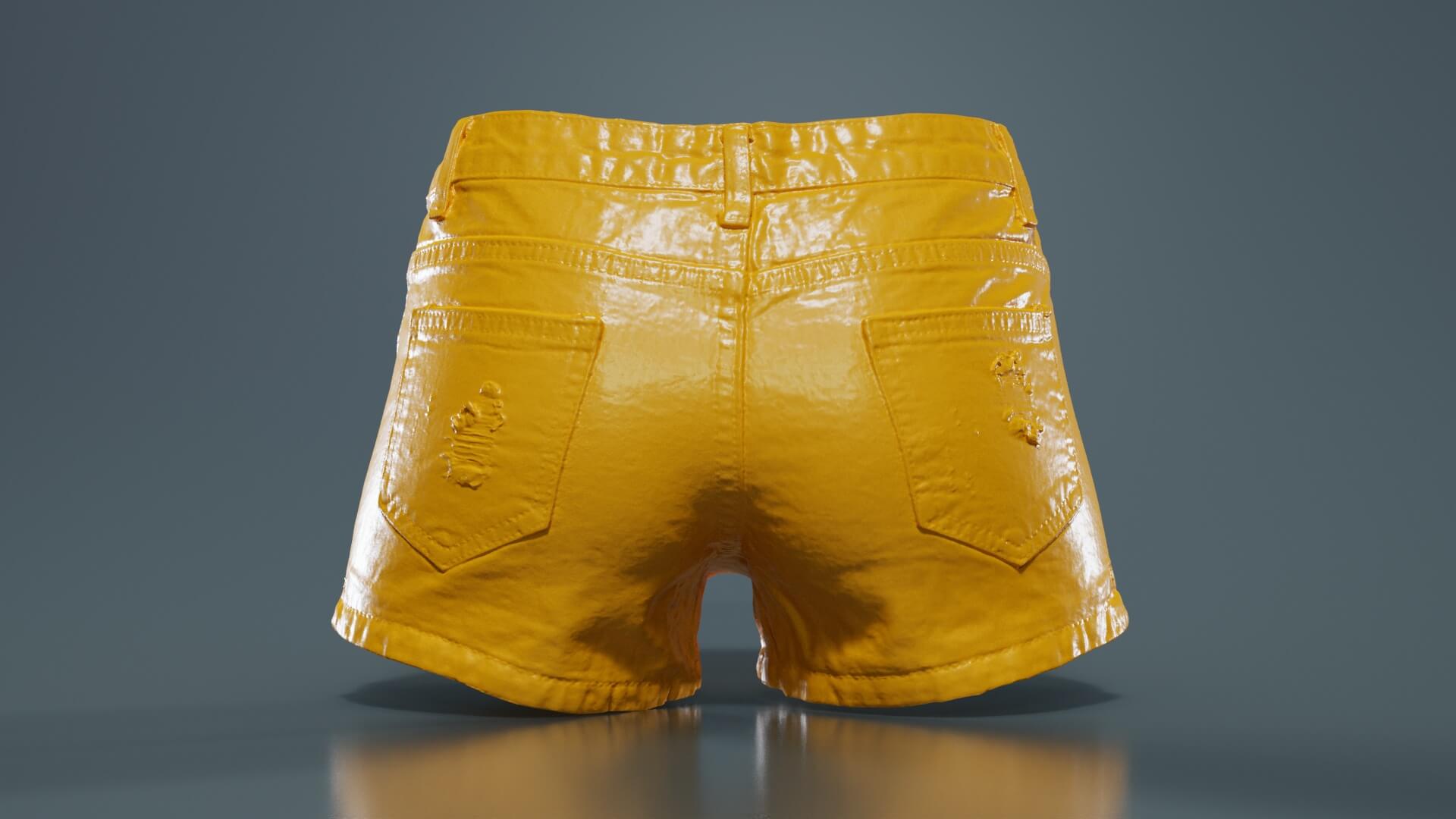 Ripped Mini Jeans Shorts - 3D Model by Polygonal Miniatures