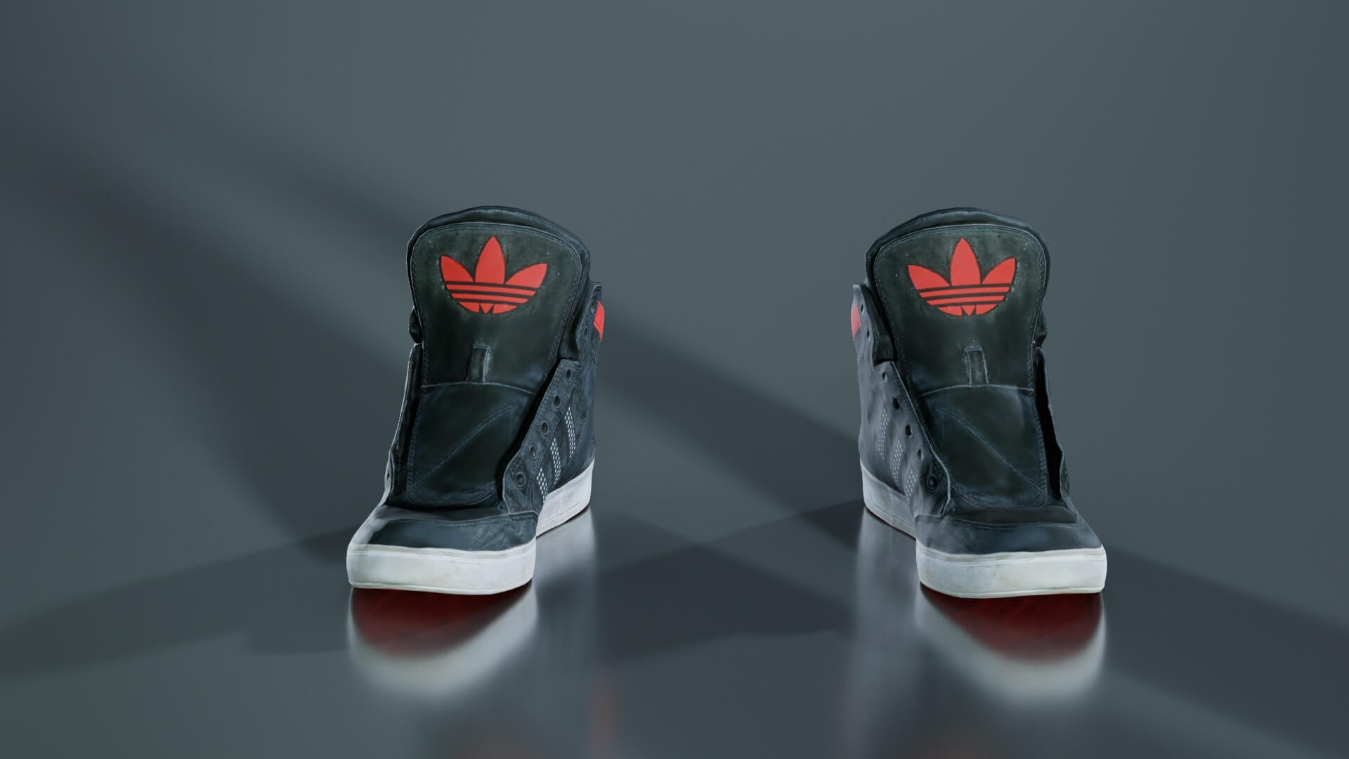 Shoe Shiny Black Adidas - 3D Model by Polygonal Miniatures