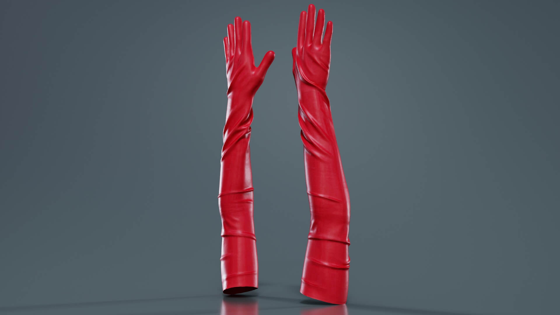 Shoulder Length Latex Gloves - 3D Model by Polygonal Miniatures