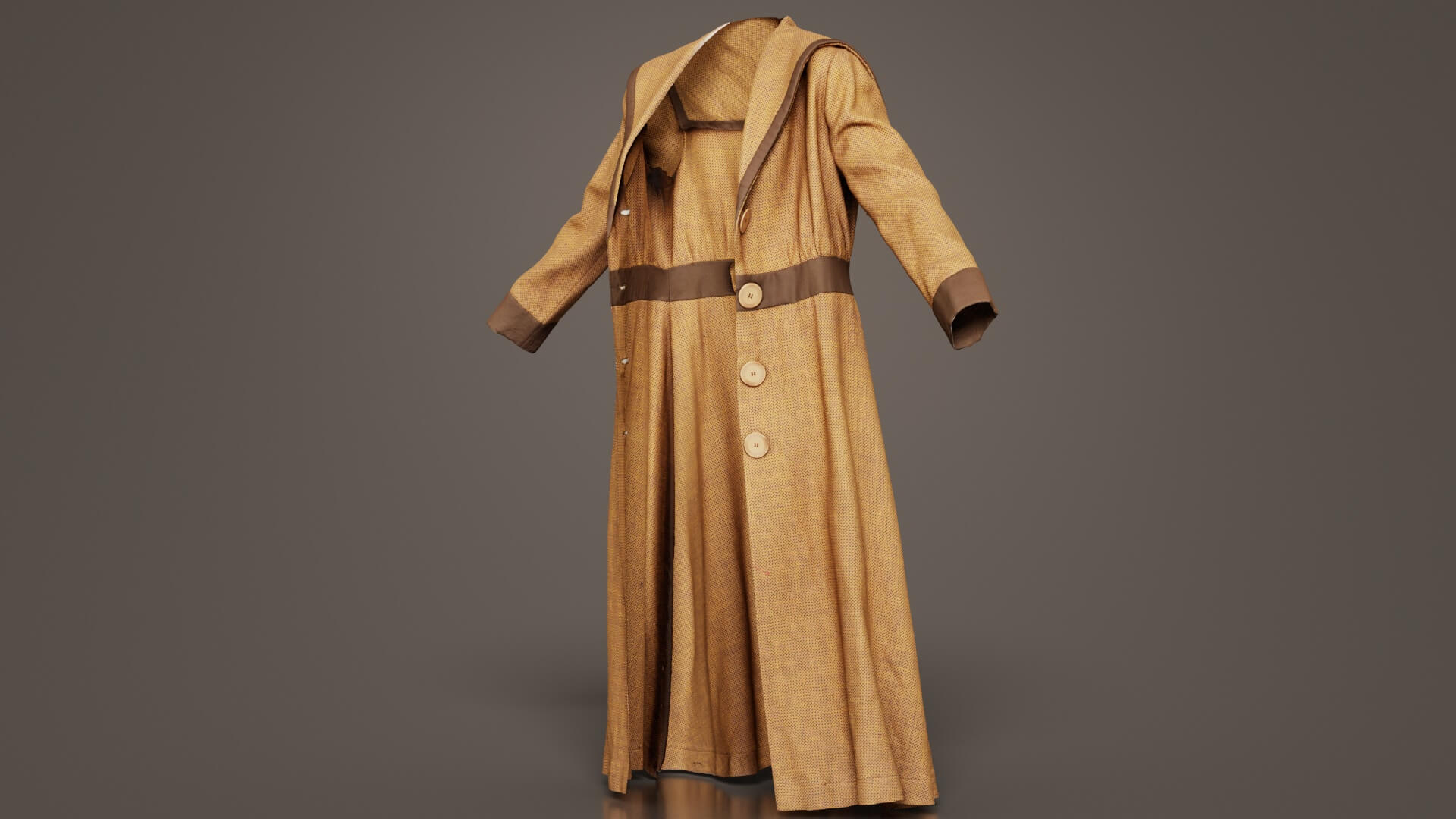 Straw Coat Open - 3D Model by Polygonal Miniatures