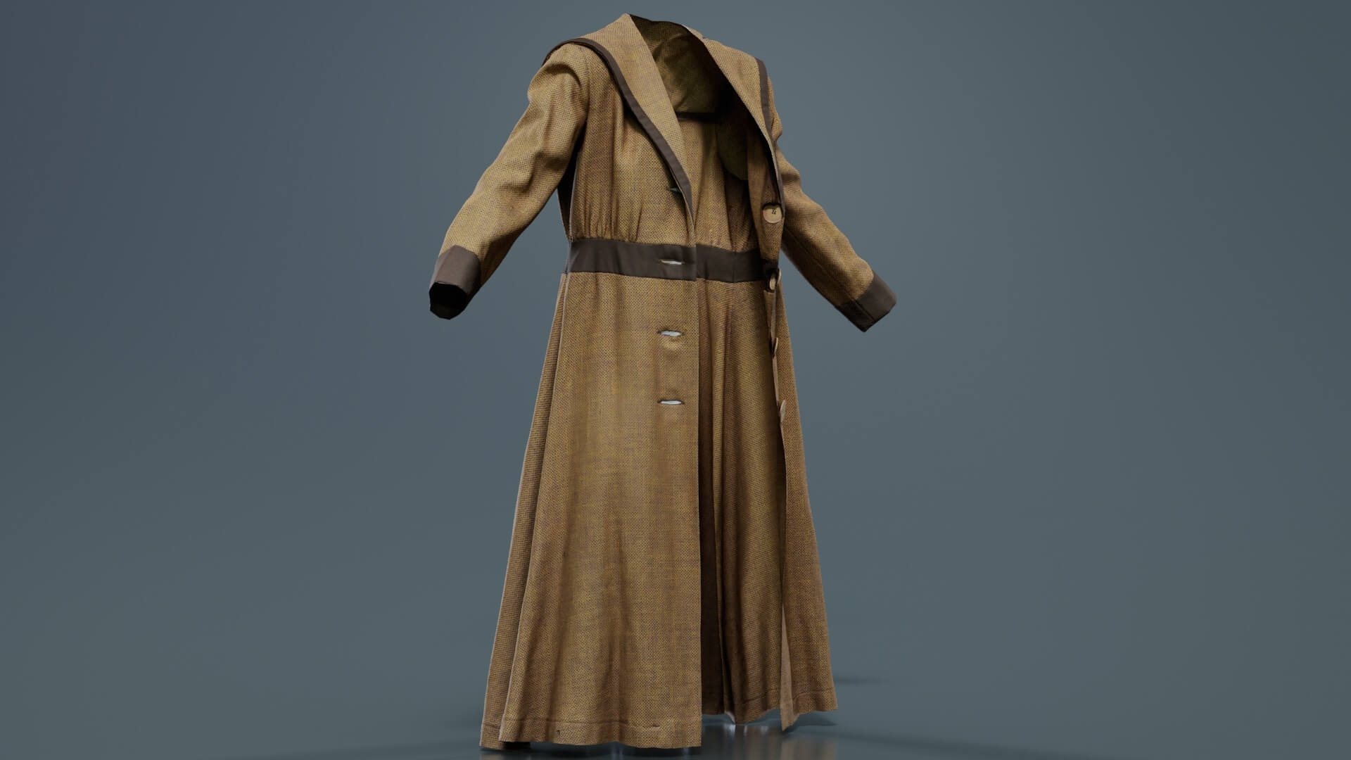 Straw Coat Open - 3D Model by Polygonal Miniatures