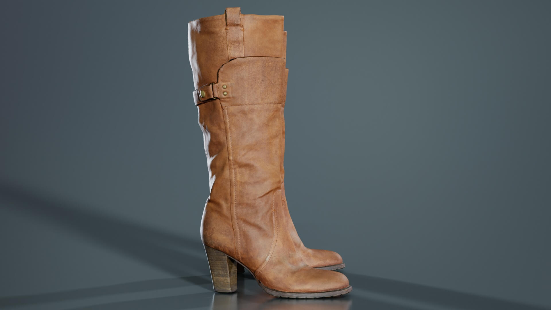 Tall Brown Boot - 3D Model by Polygonal Miniatures