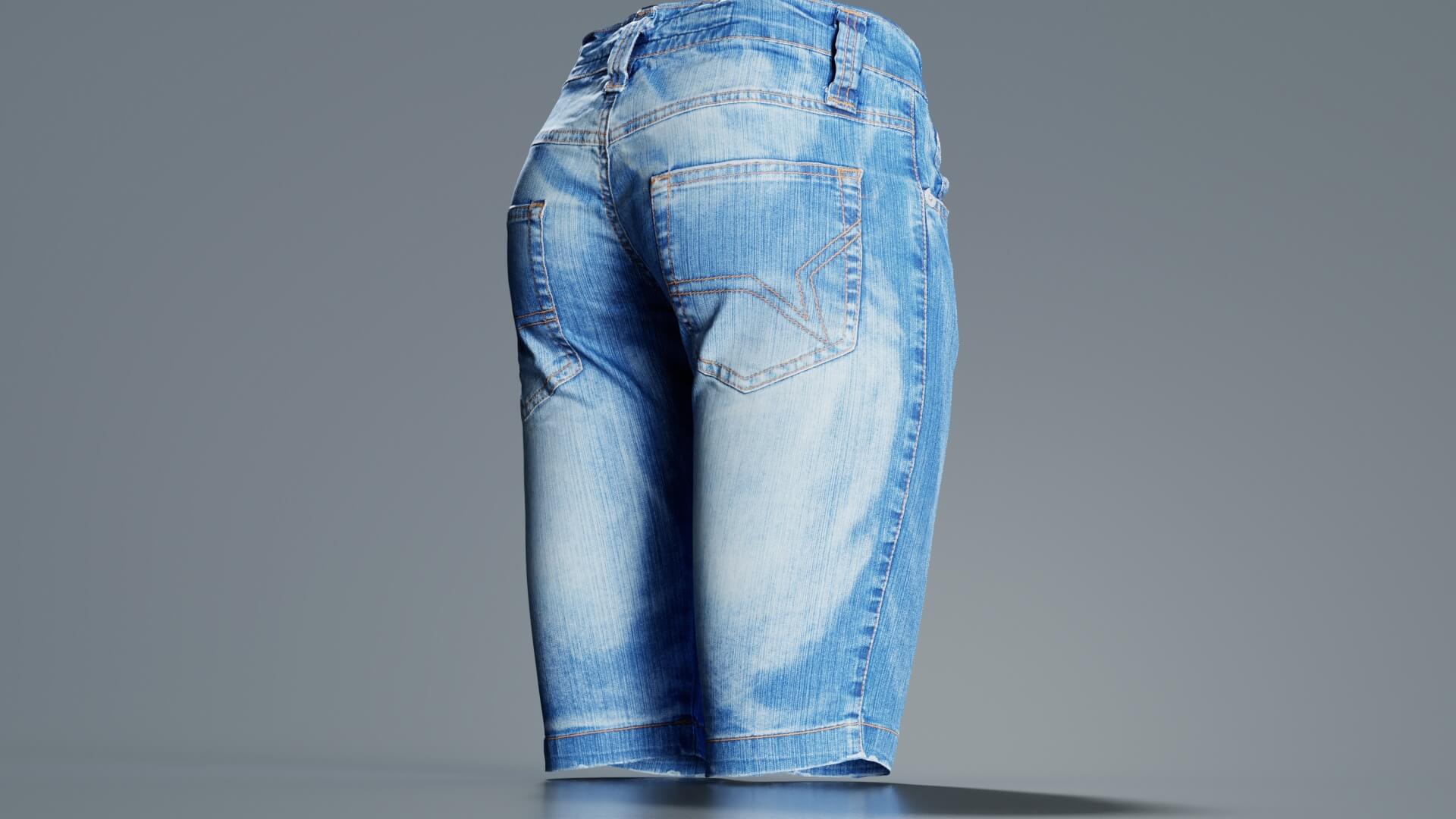 Tight Jeans Shorts Trousers - 3D Model by Polygonal Miniatures