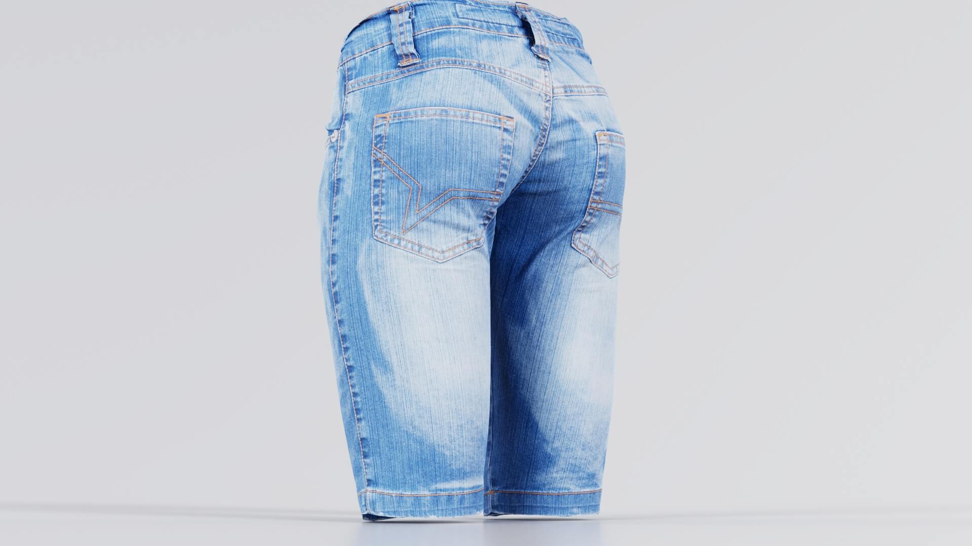 Tight Jeans Shorts Trousers - 3D Model by Polygonal Miniatures