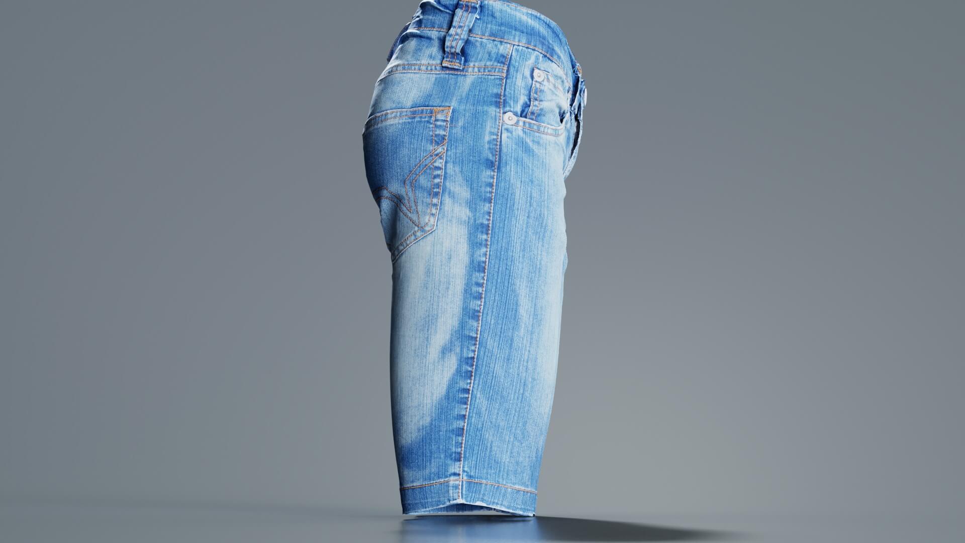 Tight Jeans Shorts Trousers - 3D Model by Polygonal Miniatures