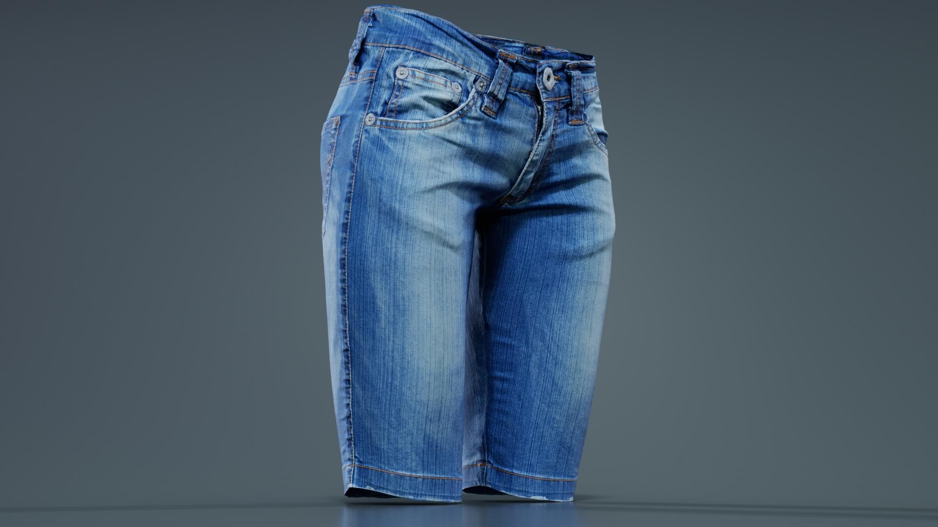 Tight Jeans Shorts Trousers - 3D Model by Polygonal Miniatures