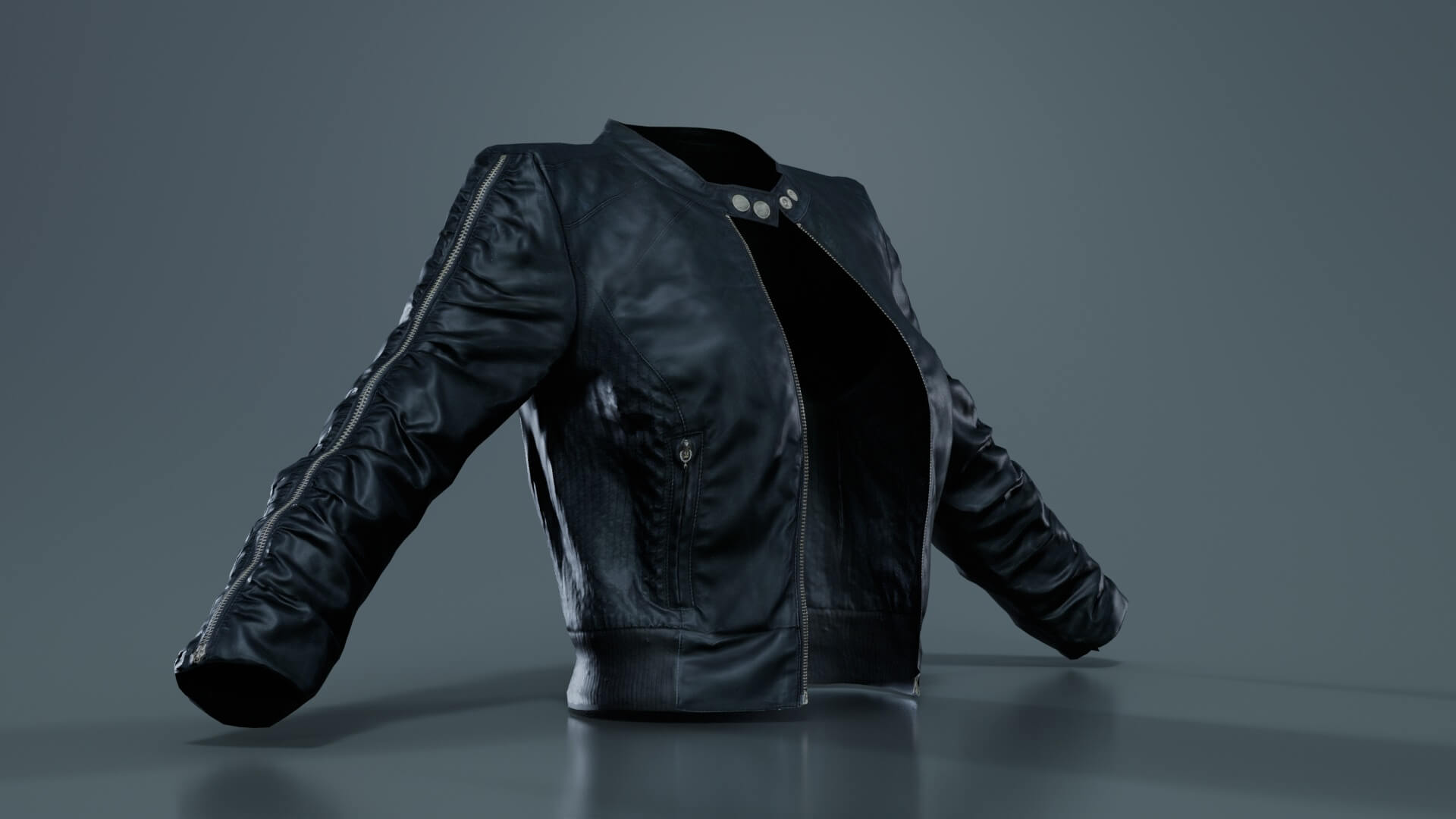 Tiny Black Leather Jacket Open - 3D Model by Polygonal Miniatures