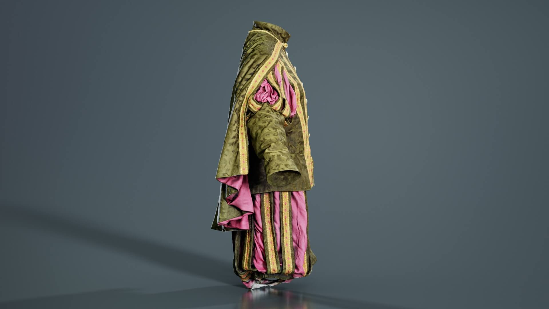 Triangle Decorated Historic Costume Cape - 3D Model by Polygonal Miniatures