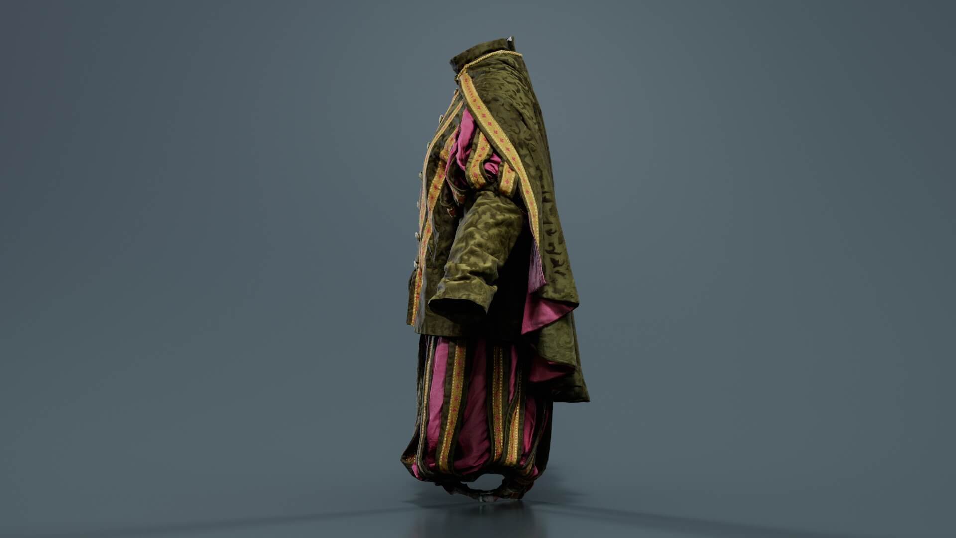 Triangle Decorated Historic Costume Cape - 3D Model by Polygonal Miniatures