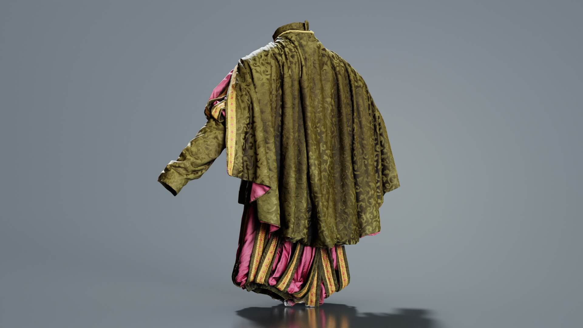 Triangle Decorated Historic Costume Cape - 3D Model by Polygonal Miniatures