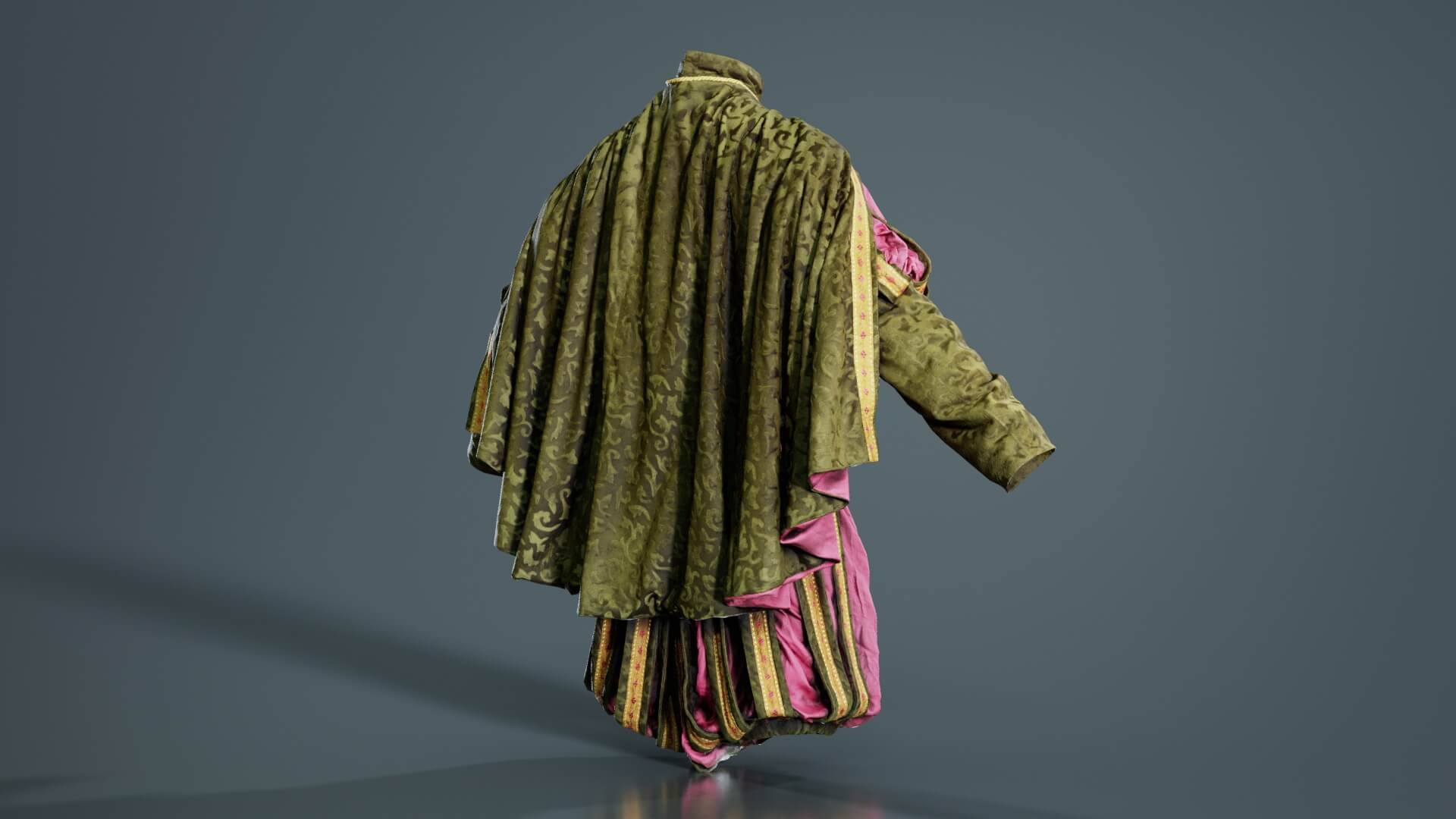 Triangle Decorated Historic Costume Cape - 3D Model by Polygonal Miniatures