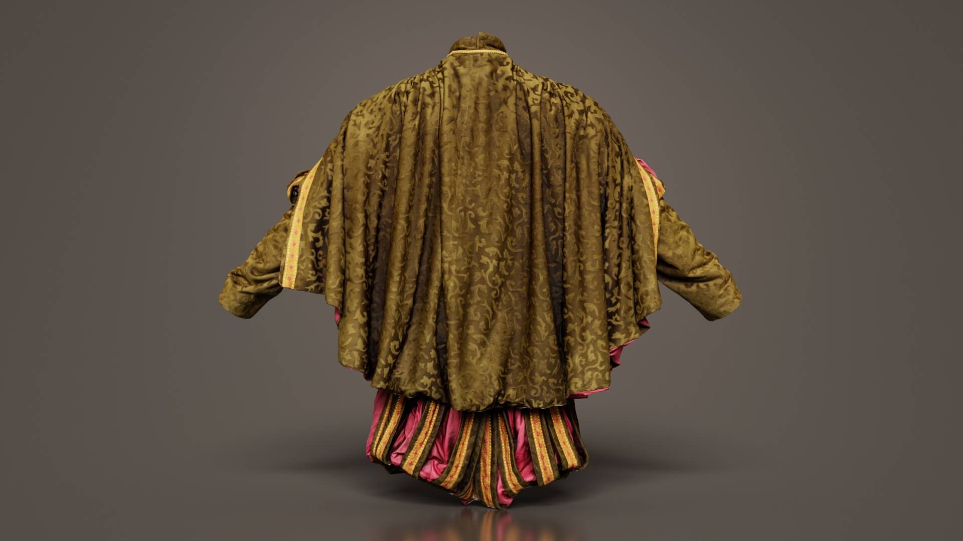 Triangle Decorated Historic Costume Cape - 3D Model by Polygonal Miniatures