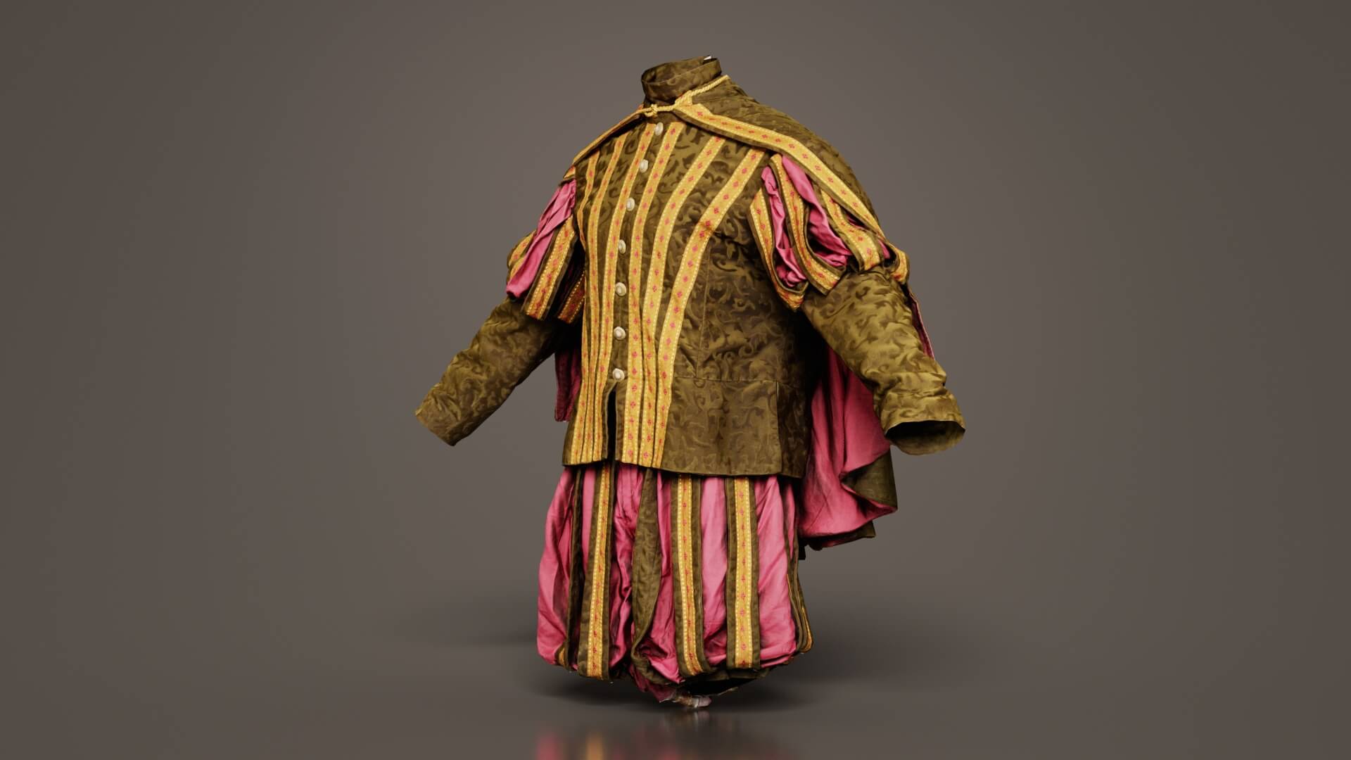 Triangle Decorated Historic Costume Cape - 3D Model by Polygonal Miniatures