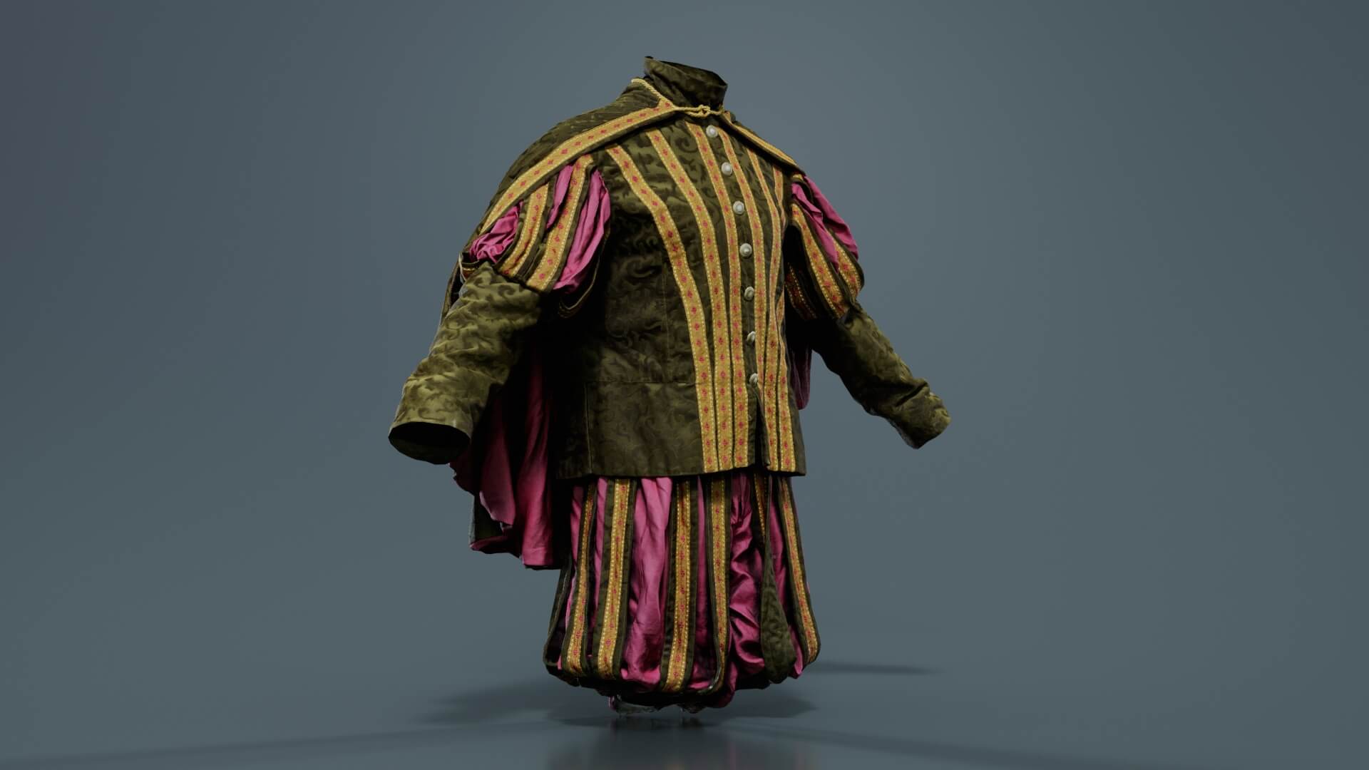 Triangle Decorated Historic Costume Cape - 3D Model by Polygonal Miniatures