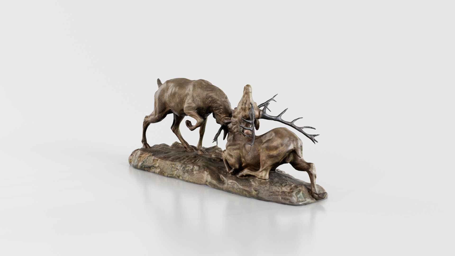 Two Dear Fighting Statue - 3D Model by Polygonal Miniatures