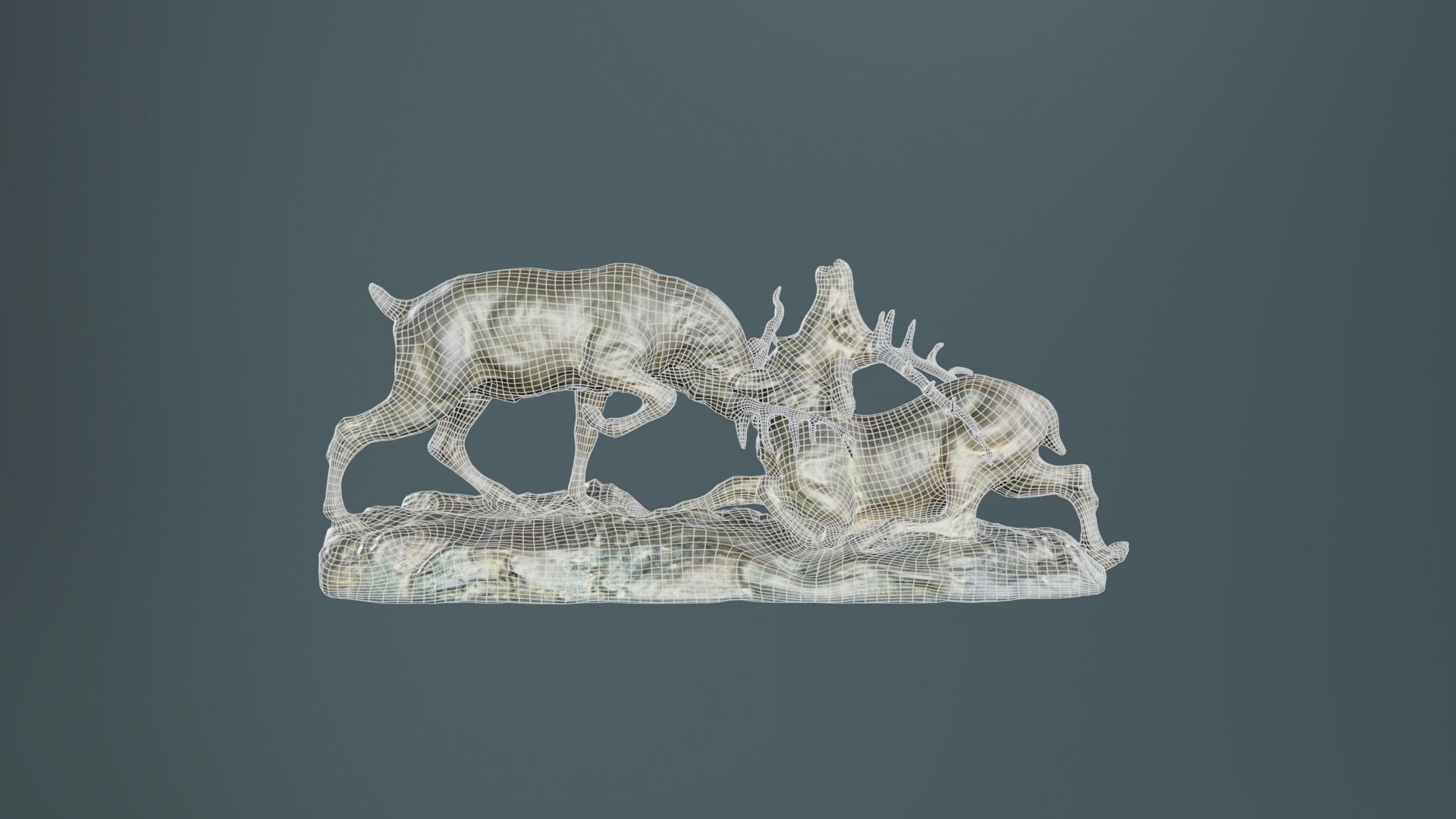 Two Dear Fighting Statue - 3D Model by Polygonal Miniatures