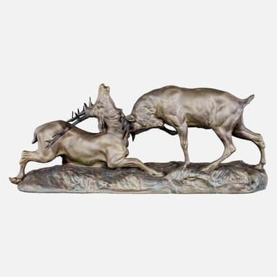 Two Dear Fighting Statue - 3D Model by Polygonal Miniatures