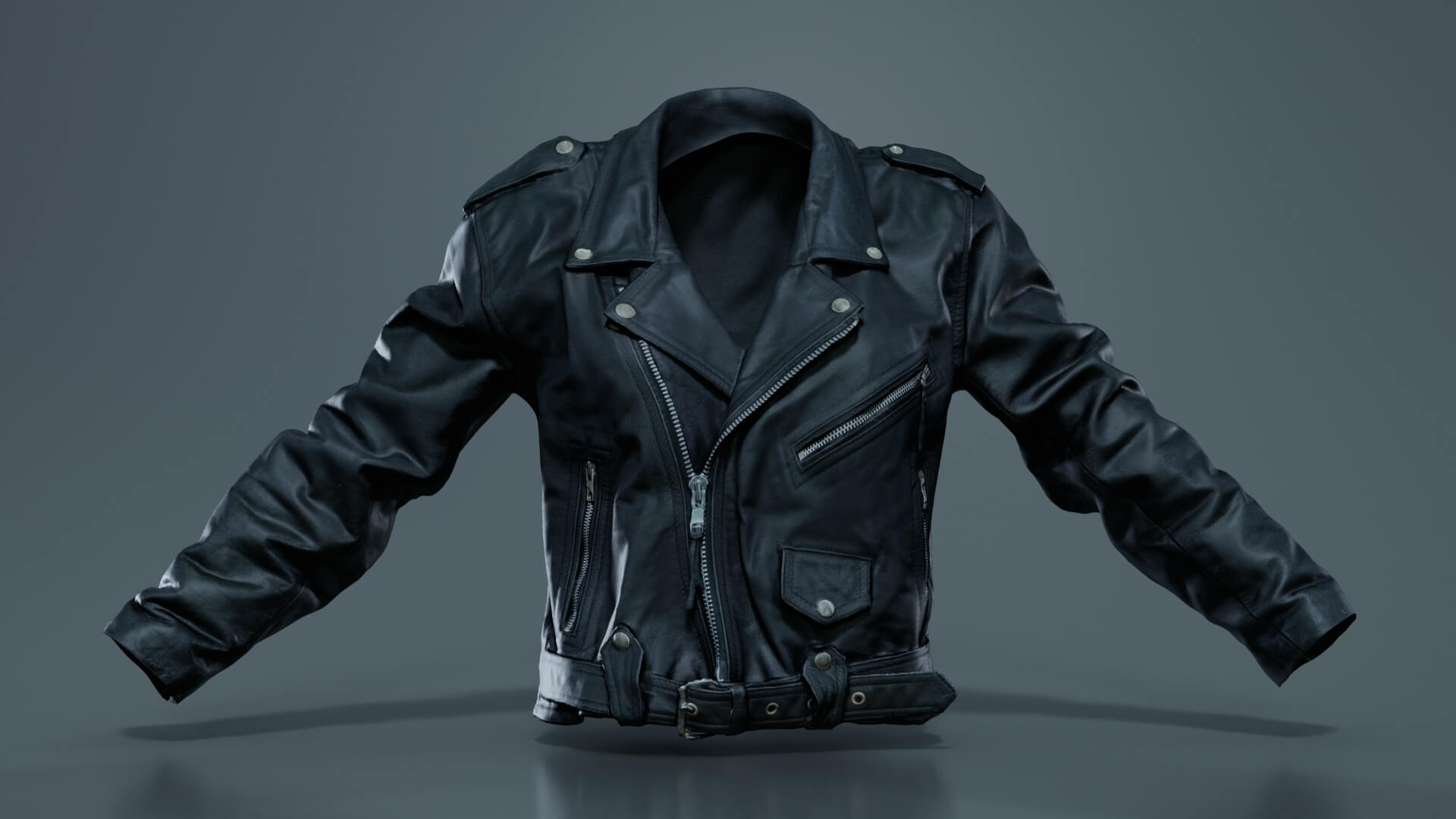 Vintage Leather Jacket Closed - 3D Model by Polygonal Miniatures
