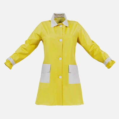 Yellow Pockets Vinyl Raincoat Closed - 3D Model by Polygonal Miniatures