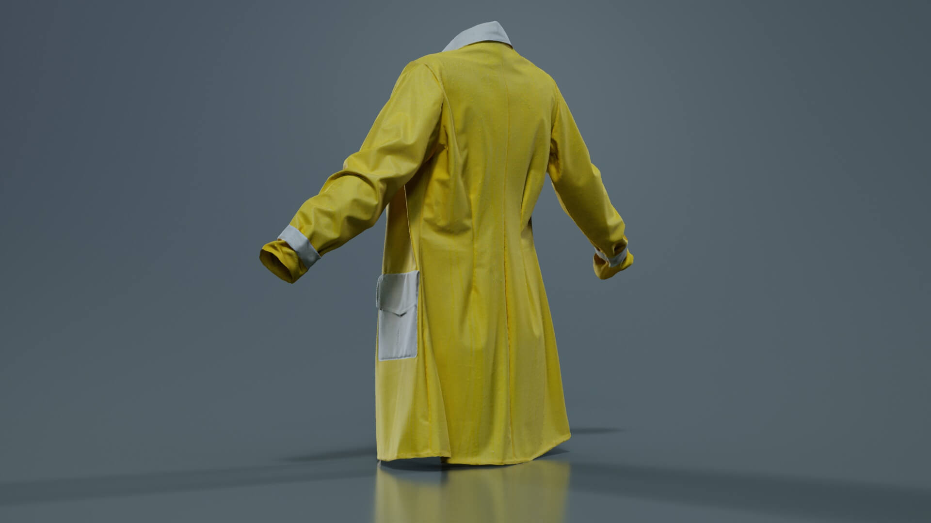 Yellow Pockets Vinyl Raincoat Open - 3D Model by Polygonal Miniatures