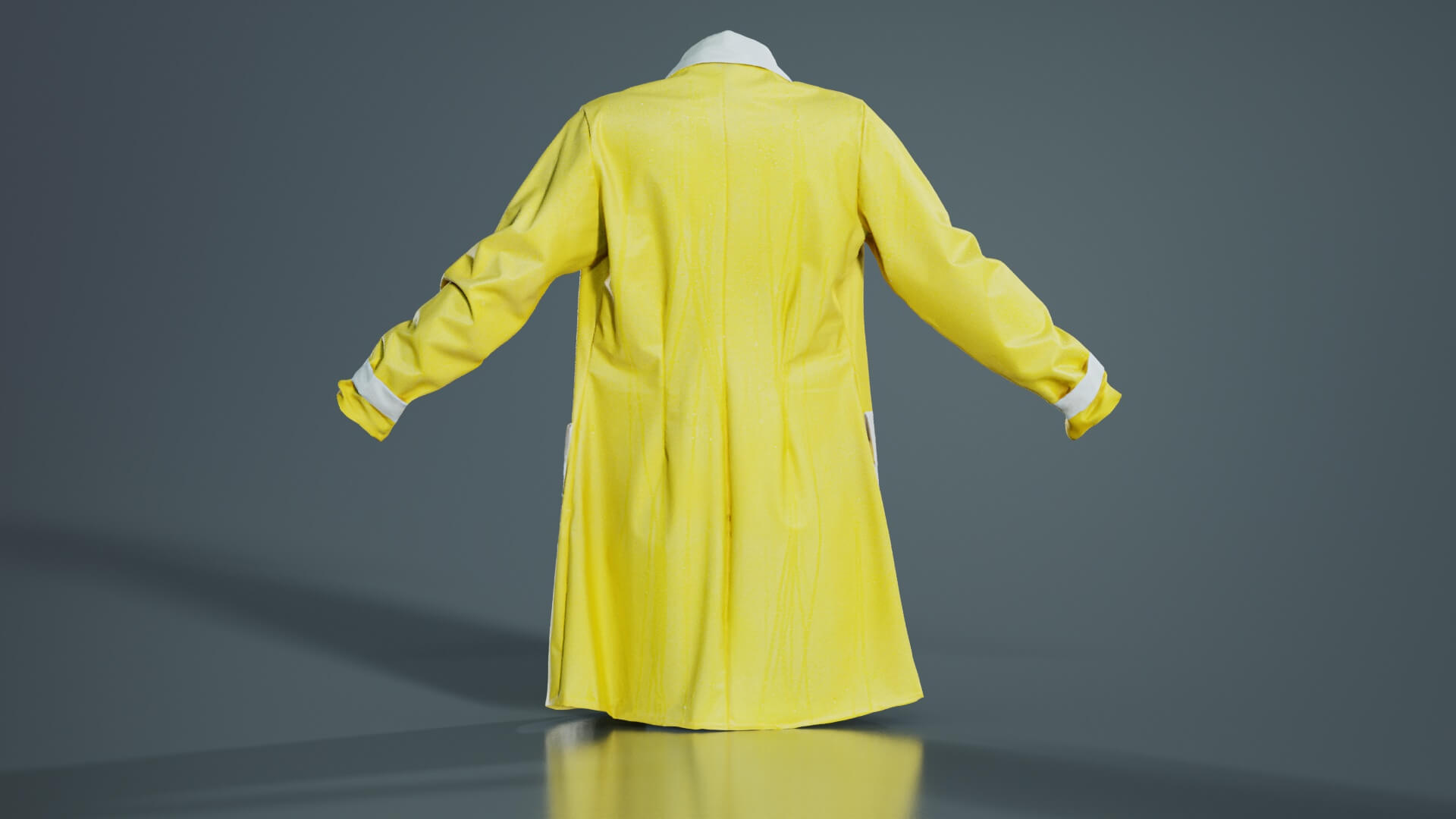 Yellow Pockets Vinyl Raincoat Open - 3D Model by Polygonal Miniatures
