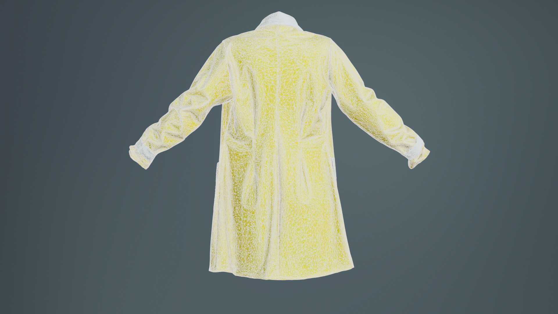 Yellow Pockets Vinyl Raincoat Open - 3D Model by Polygonal Miniatures