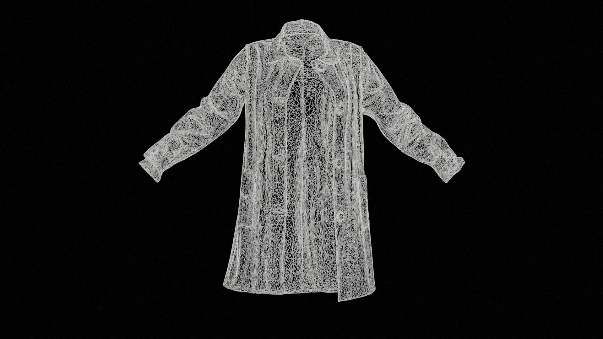 Yellow Pockets Vinyl Raincoat Open - 3D Model by Polygonal Miniatures