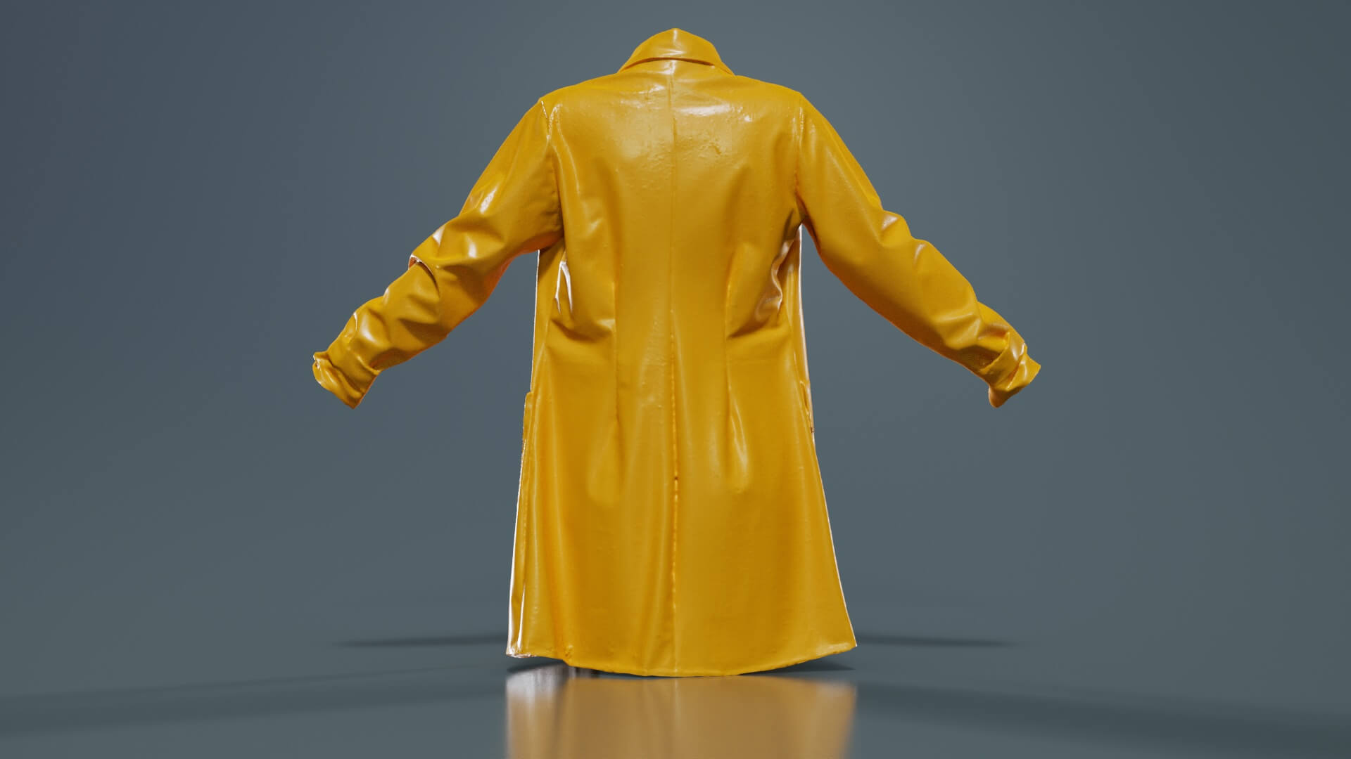 Yellow Pockets Vinyl Raincoat Open - 3D Model by Polygonal Miniatures