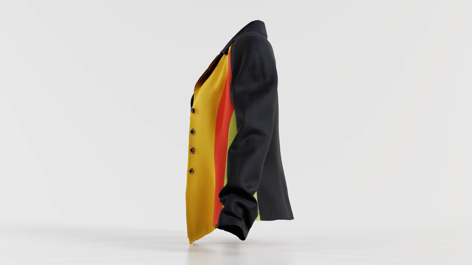 Yellow Red Green Rasta Stylish Jacket - 3D Model by Polygonal Miniatures