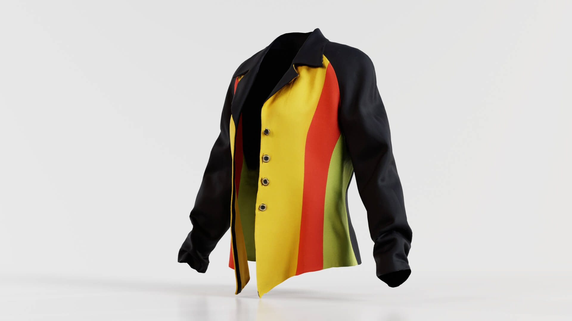 Yellow Red Green Rasta Stylish Jacket - 3D Model by Polygonal Miniatures