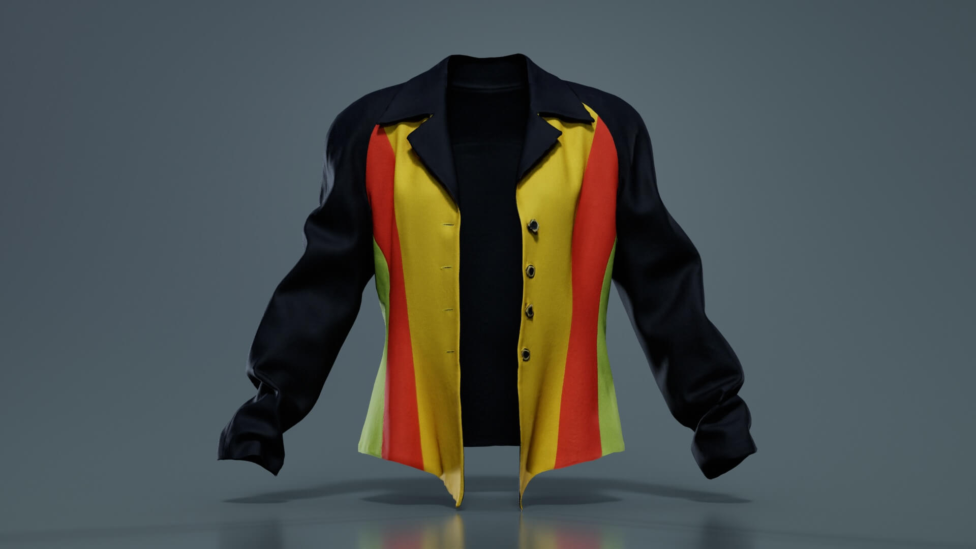 Yellow Red Green Rasta Stylish Jacket - 3D Model by Polygonal Miniatures