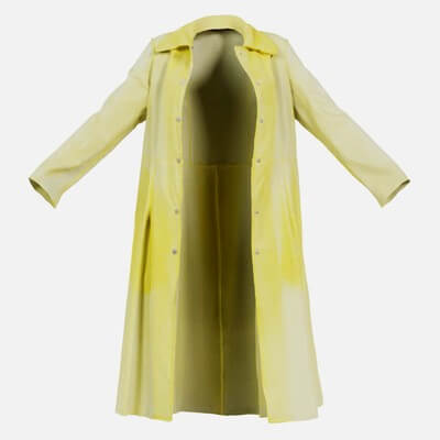 Yellow Transparant Vinyl Raincoat Open - 3D Model by Polygonal Miniatures