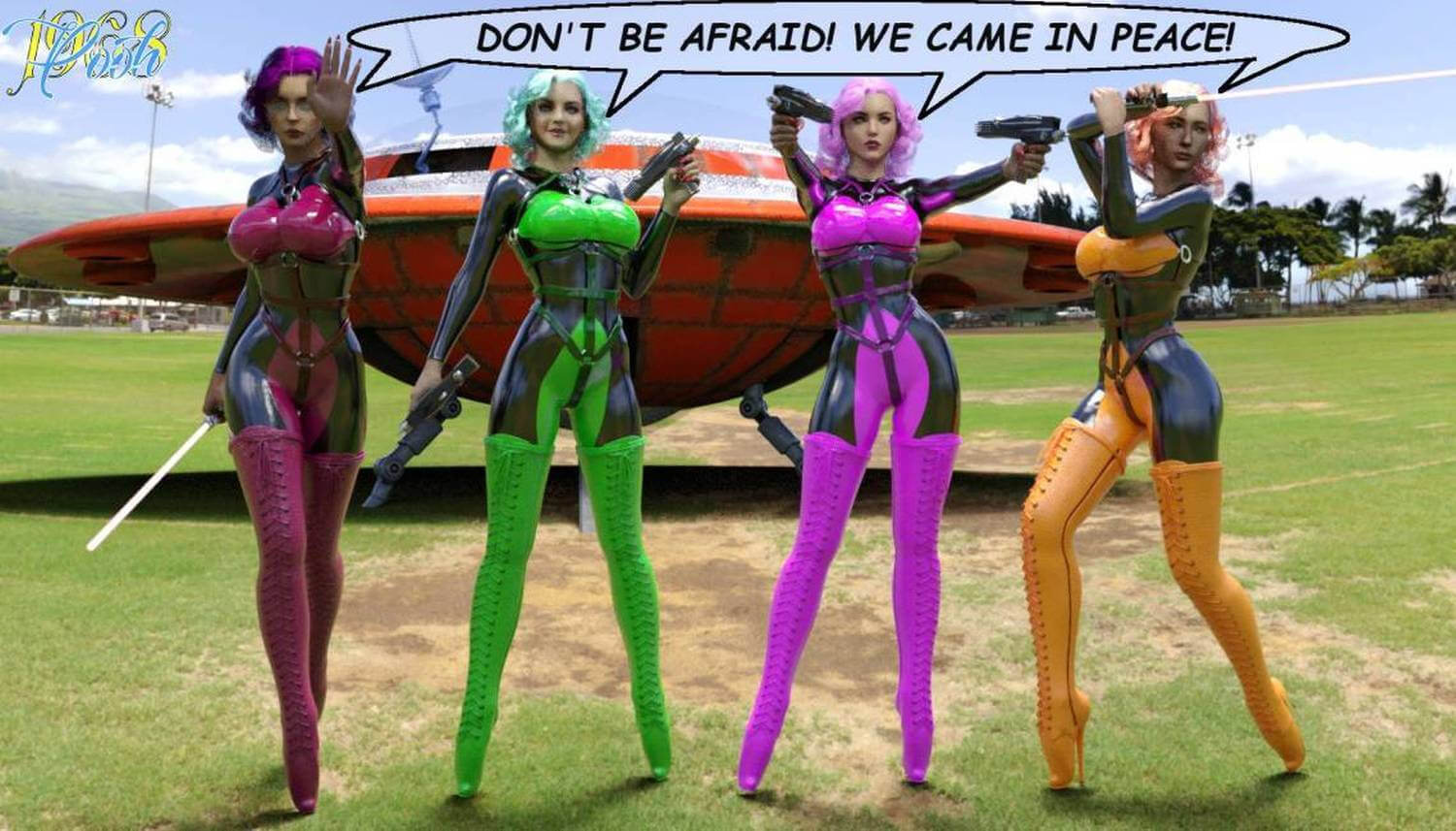 Nadia and Masha and Diana and Nastia - 22 3D Render by pooh68