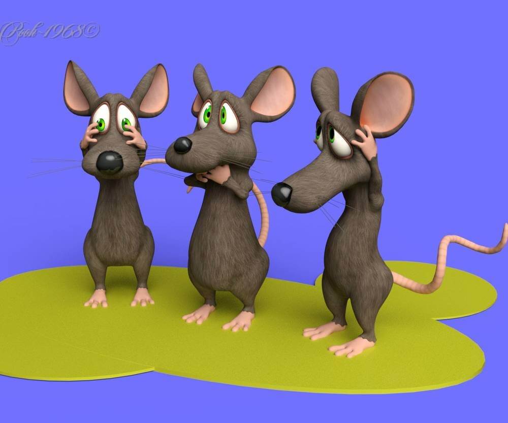 Three Mouse 3D Render, Digital Art by pooh68