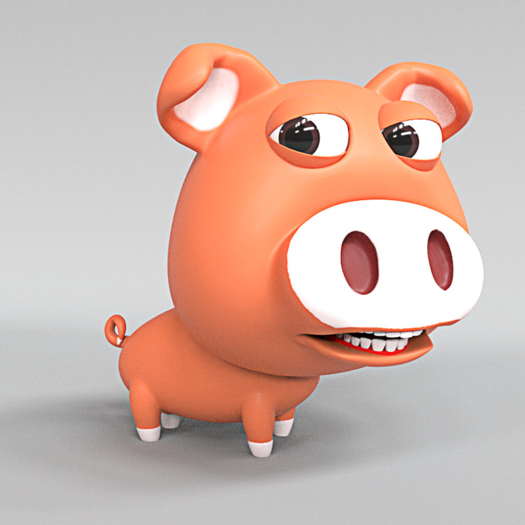 Pig Animal Cartoon - 3D Model by poornacgartist